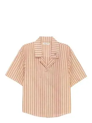 YOUNG N SANG Striped Short-sleeve Shirt - Neutrals