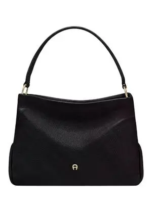 AIGNER Paola Pebbled Leather Tote Bag - Black