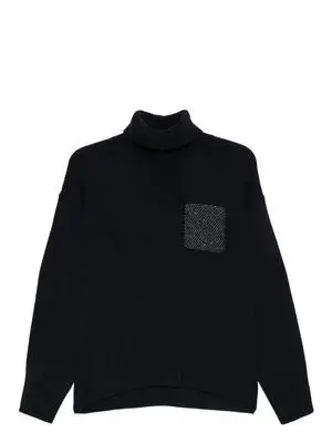 Peserico Embellished Roll-neck Jumper - Blue