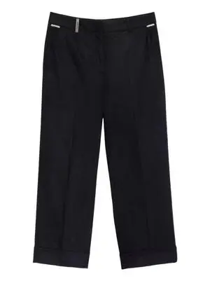 Peserico Navy Pressed Crease Turned-up Hem Trousers - Blue