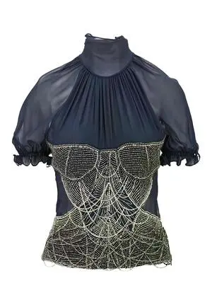 Attico Embellished Silk Top - Purple