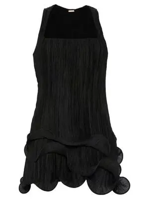 Cult Gaia Cult Gaia Marsa Plissé-Effect Ruffled Mini Dress Black
