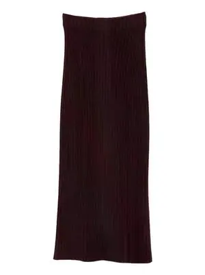 Eric Bompard Ribbed Cashmere Maxi Skirt - Red