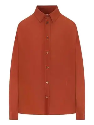 Saint Laurent Long-sleeve Silk Shirt - Orange