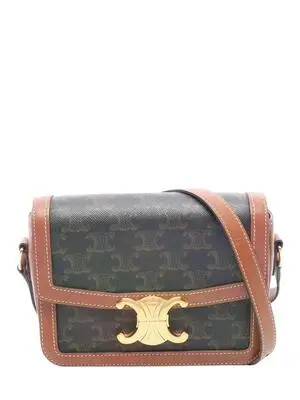 Celine Celine Triomphe Crossbody Bag In Coated Canvas And Calfskin Brown