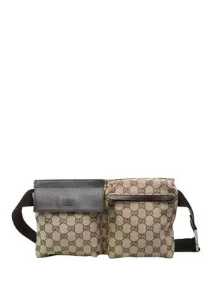 Gucci Gg Canvas Double Pocket Belt Bag - Neutrals