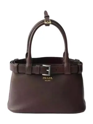 Prada Small Leather Bag With Belt - Brown