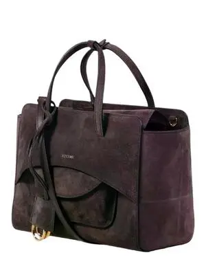 HIDESINS Suede Logo Print Tote Bag - Brown
