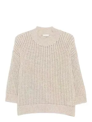 Peserico Sequin-embellished Open-knit Sweater - Neutrals