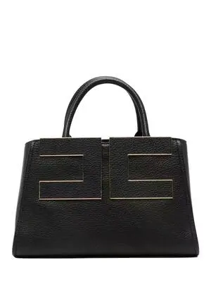 Elisabetta Franchi Logo Plaque Tote Bag - Black