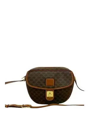 Celine 2013 Macadam Coated Canvas Crossbody Bag - Brown