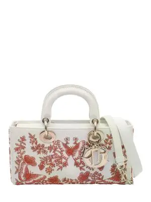 Dior Medium Beaded Embroidered Leather Lady D Joy Satchel - White