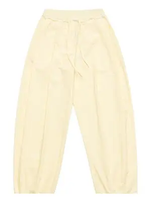 ALAS Name Cotton Poplin Barrel Leg Pants With Lace Trim - Yellow