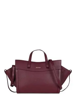 SAONARA BRAND Saonara Mini Shopping Bag In Grained Leather - Red