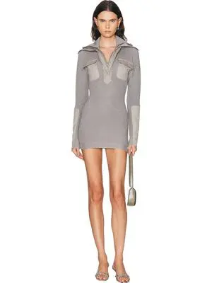 AYA MUSE Xira Ribbed Knit Dress With Quarter Zip - Slate