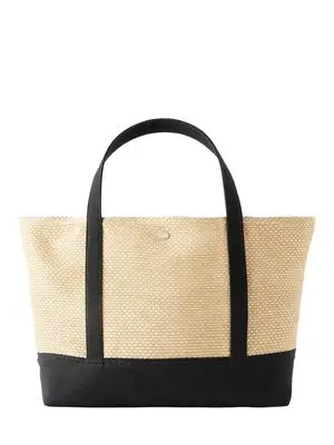 TOTEME Canvas-trimmed Raffia Tote - Tan