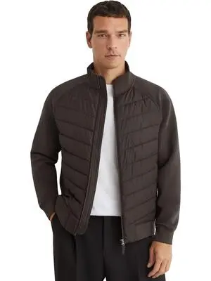 REISS Calvorn Hybrid Zip Jacket - Brown