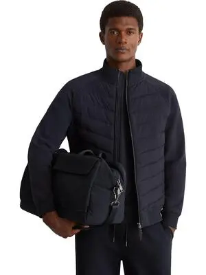 REISS Calvorn Quilted Bomber Jacket - Navy
