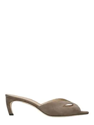 Victoria Beckham Suede Harlow Mask Mules 55 - Brown