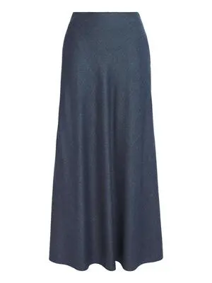 Colombo Tailored Cashmere Midi Skirt - Blue