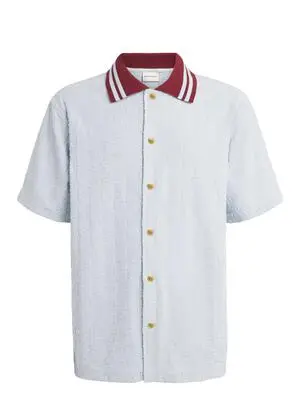 Drole De Monsieur Cotton Monogram Short-sleeve Shirt - Blue
