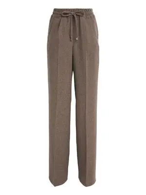 Kiton Virgin Wool-cashmere Straight Leg Trousers - Brown
