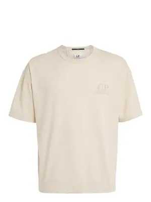 C.P. COMPANY Cotton Embroidered Logo T-shirt - Silver