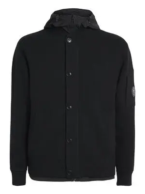 C.P. COMPANY Wool Reversible Hooded Jacket - Black
