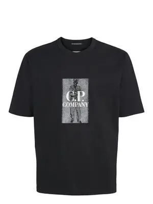 C.P. COMPANY Cotton Embroidered Logo T-shirt - Black