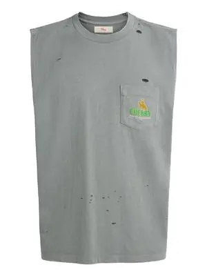 CHERRY LOS ANGELES Sleeveless Distressed Graphic T-shirt - Grey