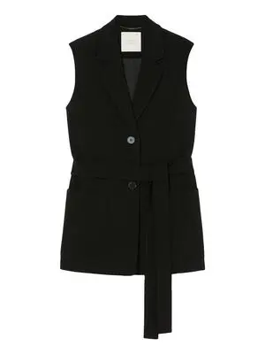 Marina Rinaldi Sleeveless Belted Blazer - Black