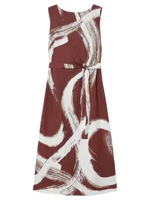 Marina Rinaldi Cotton Watercolour Print Midi Dress - Red