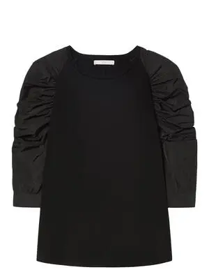 MARINA RINALDI Marina Rinaldi Cotton T-Shirt With Ruched Sleeves