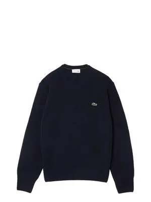Lacoste Logo Patch Crewneck Jumper - Navy Blue