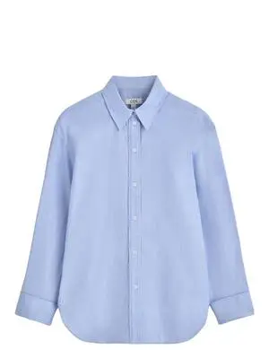 Cos Folded-cuff Striped Cotton Shirt - Light Blue