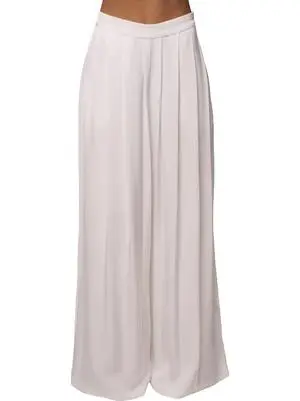 JLUXLABEL Clara Wide Leg Pleated Trousers - Ivory