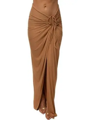 JLUXLABEL JLUXLABEL Island Drape Maxi Skirt Tan