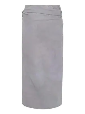 ZIGGY CHEN Draped Wrap Midi Skirt - Grey