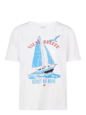 MARCCAIN Graphic Print Rolled Cuff T-shirt - White