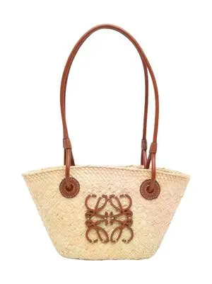Loewe Mini Raffia Anagram Basket Tote Bag - Neutrals