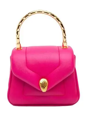 BVLGARI Micro Calfskin Serpenti Reverse Top Handle Bag - Pink