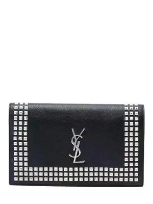 Saint Laurent Studded Leather Monogram Clutch Bag - Black