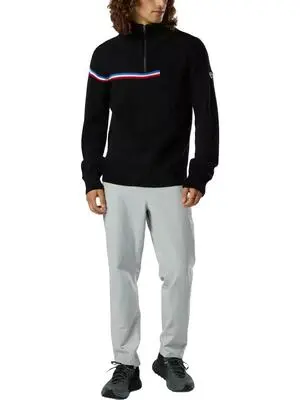 Rossignol Half-zip Merino Wool Sweater With Stripe Detail - Black