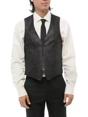Corneliani Geometric Pattern Iridescent Waistcoat - Black