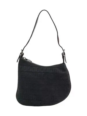 Fendi Zucchino Canvas Shoulder Bag - Black