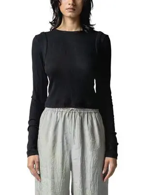 MULLER OF YOSHIOKUBO Ribbed Cut-out Top - Black