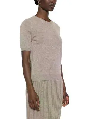 Eric Bompard Short-sleeved Knitted T-shirt - Neutrals