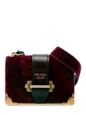 Prada Velvet Cahier Crossbody Bag - Red