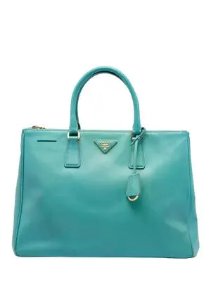 Prada 2013-2026 Large Saffiano Lux Galleria Double Zip Tote Bag - Blue