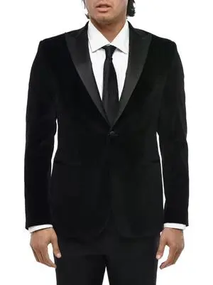 Corneliani Peak-lapel Velvet Suit Jacket - Black